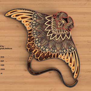 Fish Layered Mandala Laser Cut Files Batoidea,laser Cut,cnc Files ...