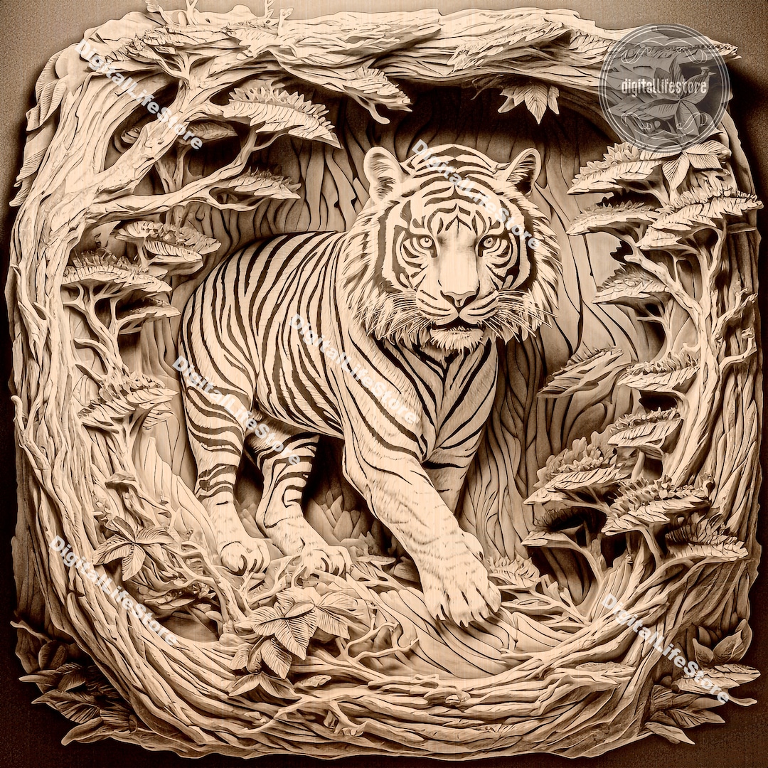 Tiger 3d Illusion Laser Engraving Files With Glowforge Setting ,tiger ...