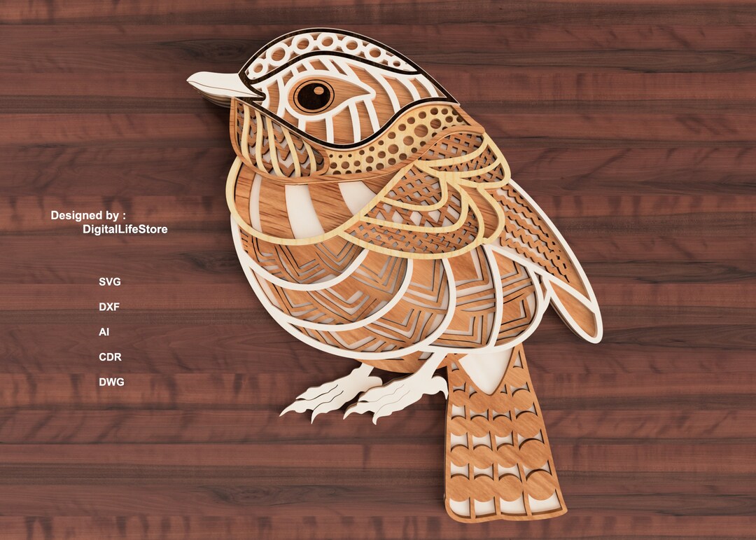 Layered Sparrow Mandala Svg,lbird Aser Cut Files,laser Cut,cnc Files ...