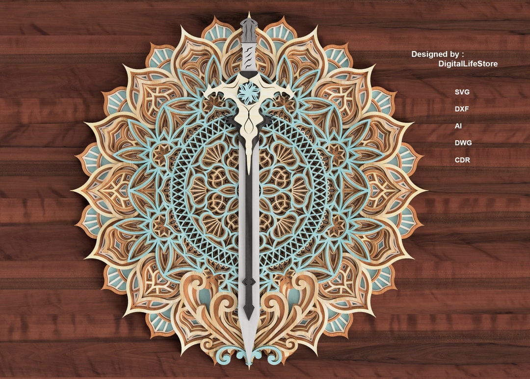 Mandala Sword Multilayer Laser Cut Files SVG Glowforge Laser Cut File ...