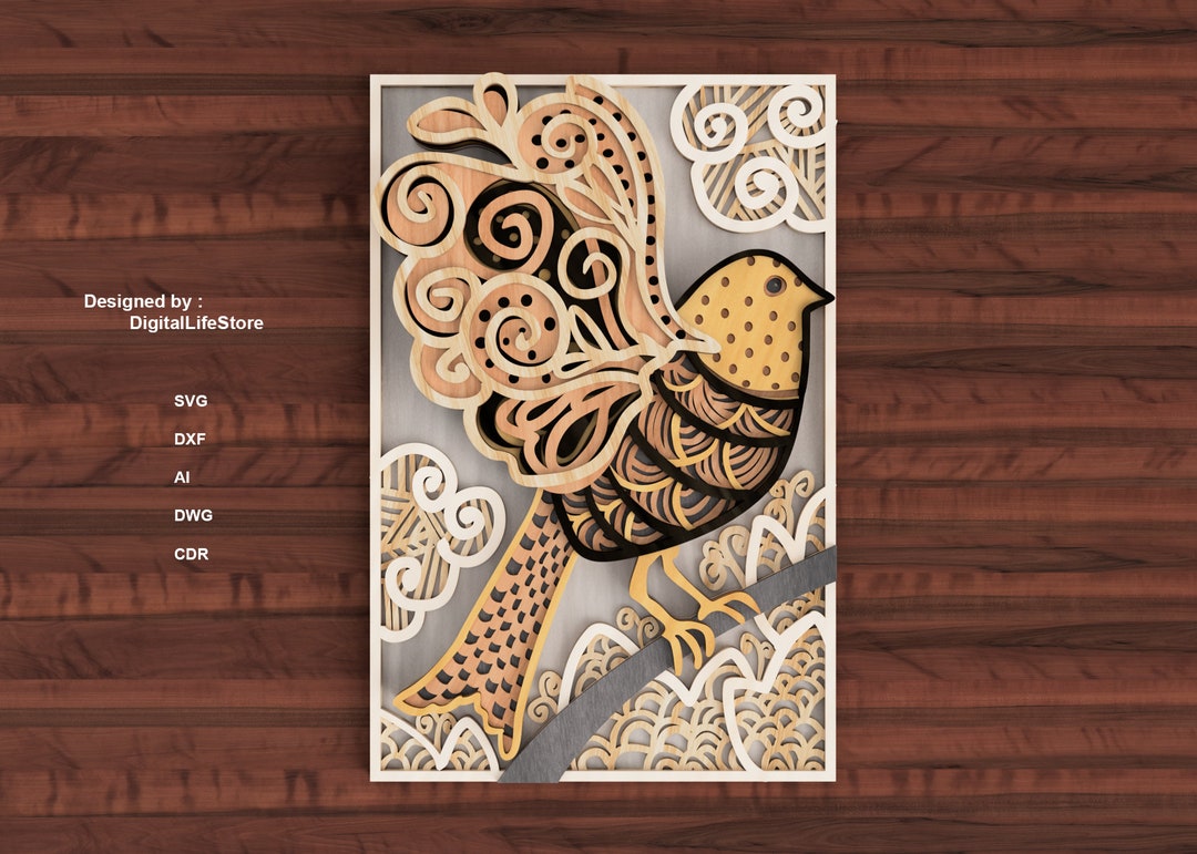 Layered Bird Svg Dxf,laser Cut Files,wall Decor Laser Cut,cnc Files ...