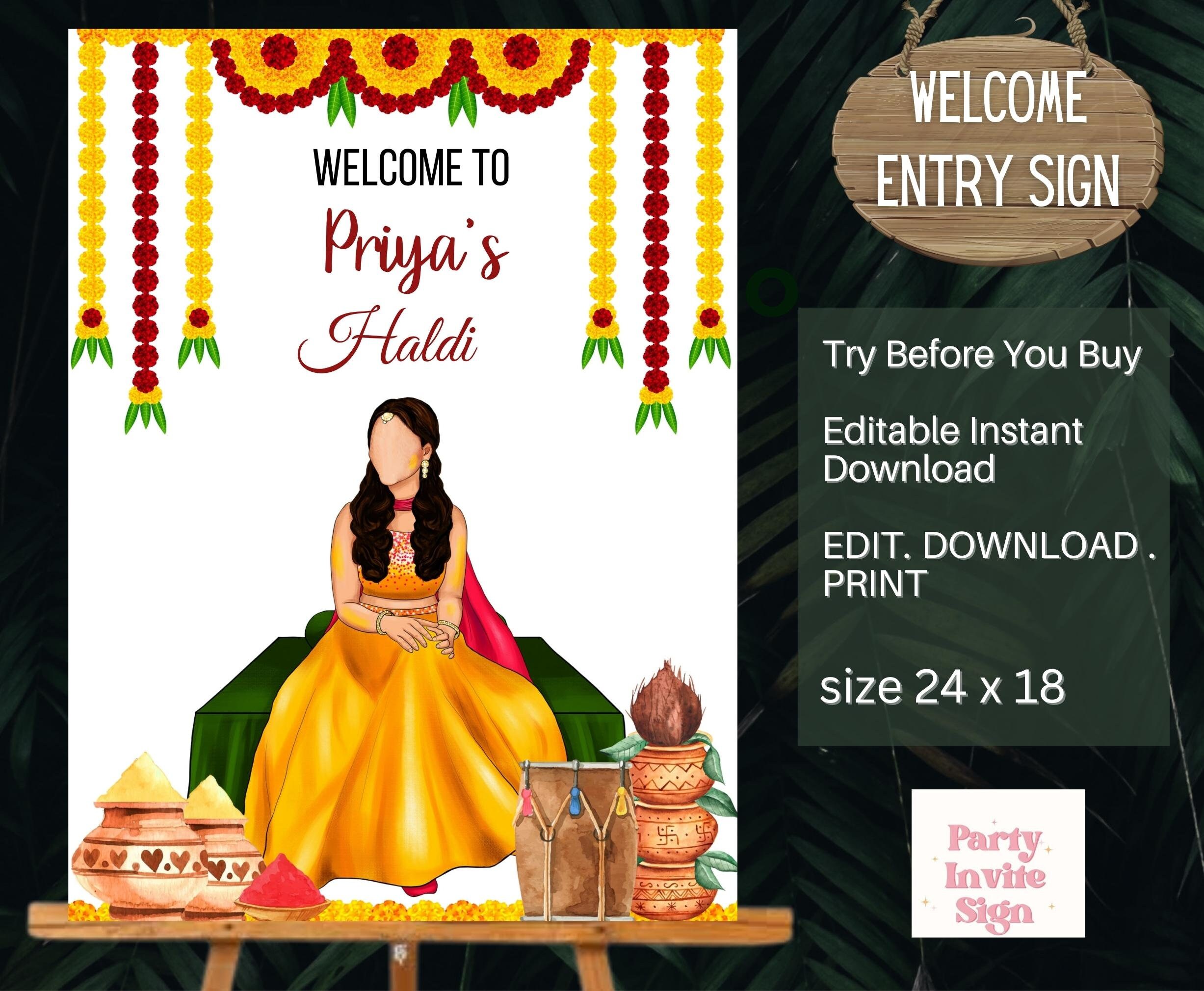 Haldi Posters as Welcome to Haldi Sign, Haldi Welcome Signs & Haldi ...