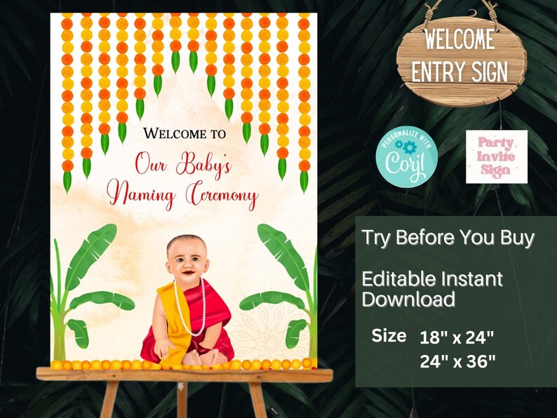 Indian Baby Naming Sign Cradle Ceremony Welcome Sign, Naamkaran Sanskar ...