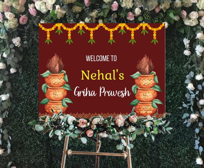 Griha Pravesh Sign & Indian Housewarming Signindian Home - Etsy