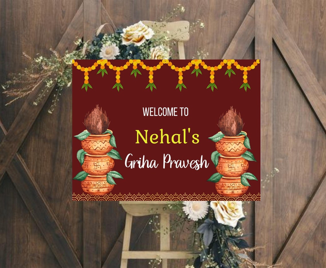 Griha Pravesh Sign & Indian Housewarming Signindian Home - Etsy