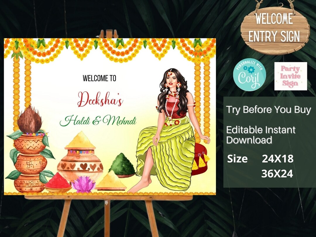 Haldi Posters as Welcome to Haldi Sign, Haldi Welcome Signs & Haldi ...