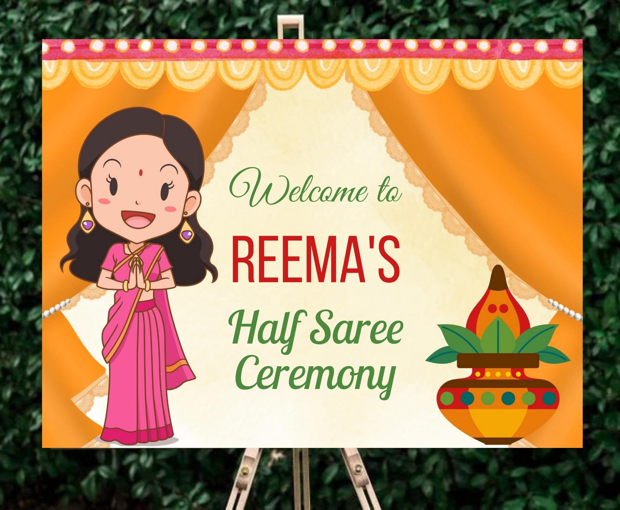 Half Saree Function Sign Half Saree Ceremony Welcome Sign South Indian ...