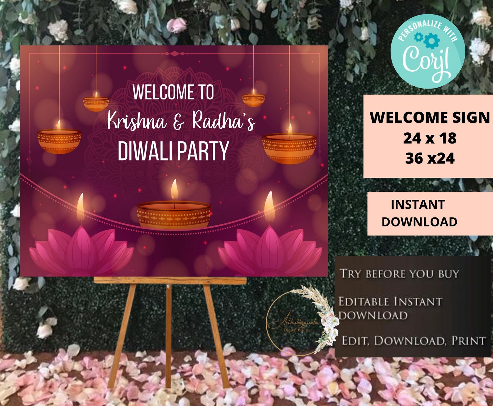 Welcome Diwali Signs & Diwali Party Signs Diwali Welcome - Etsy