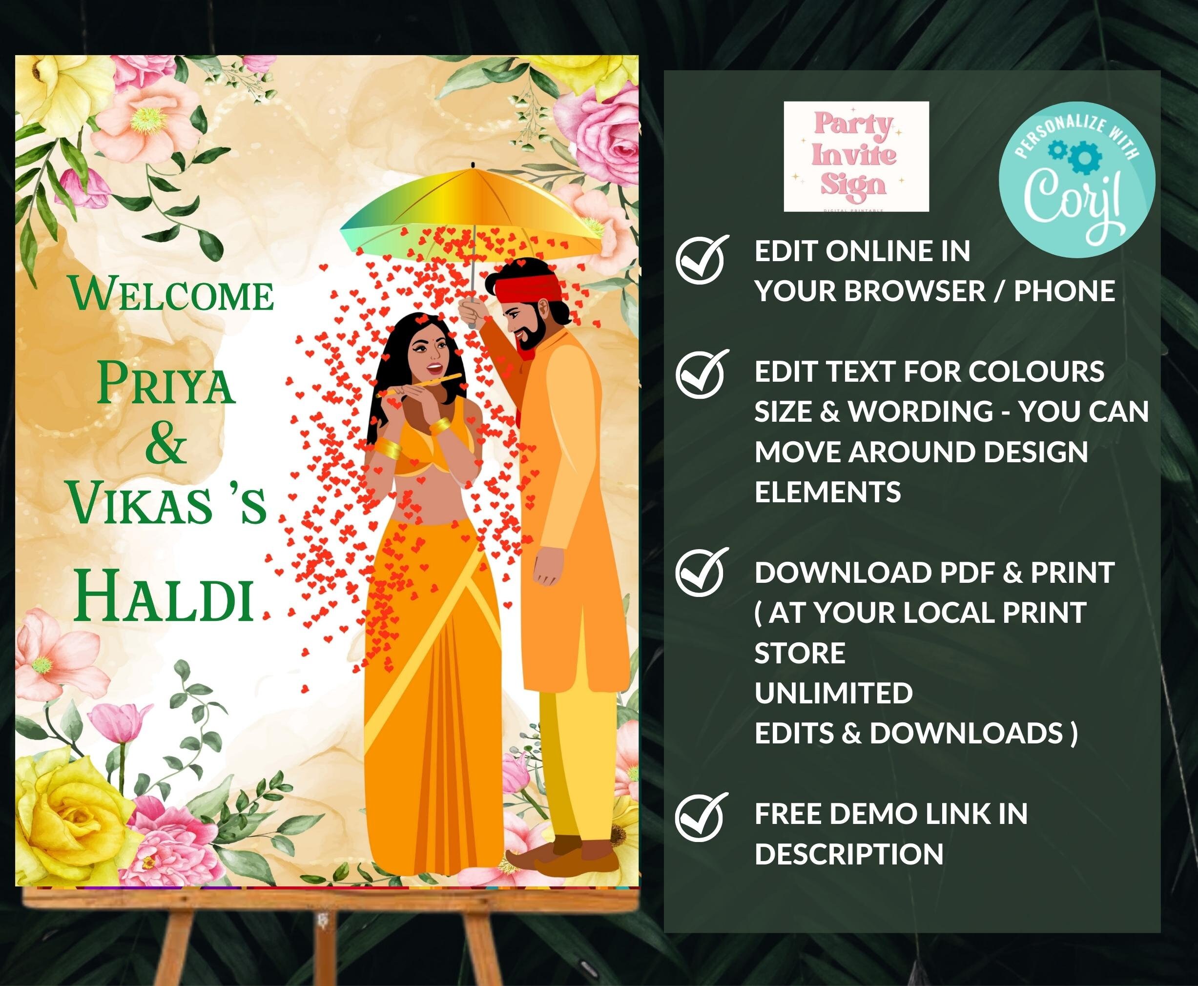 Haldi Signs & Haldi Signs, Pithi Signages as Haldi Welcome Signs ...