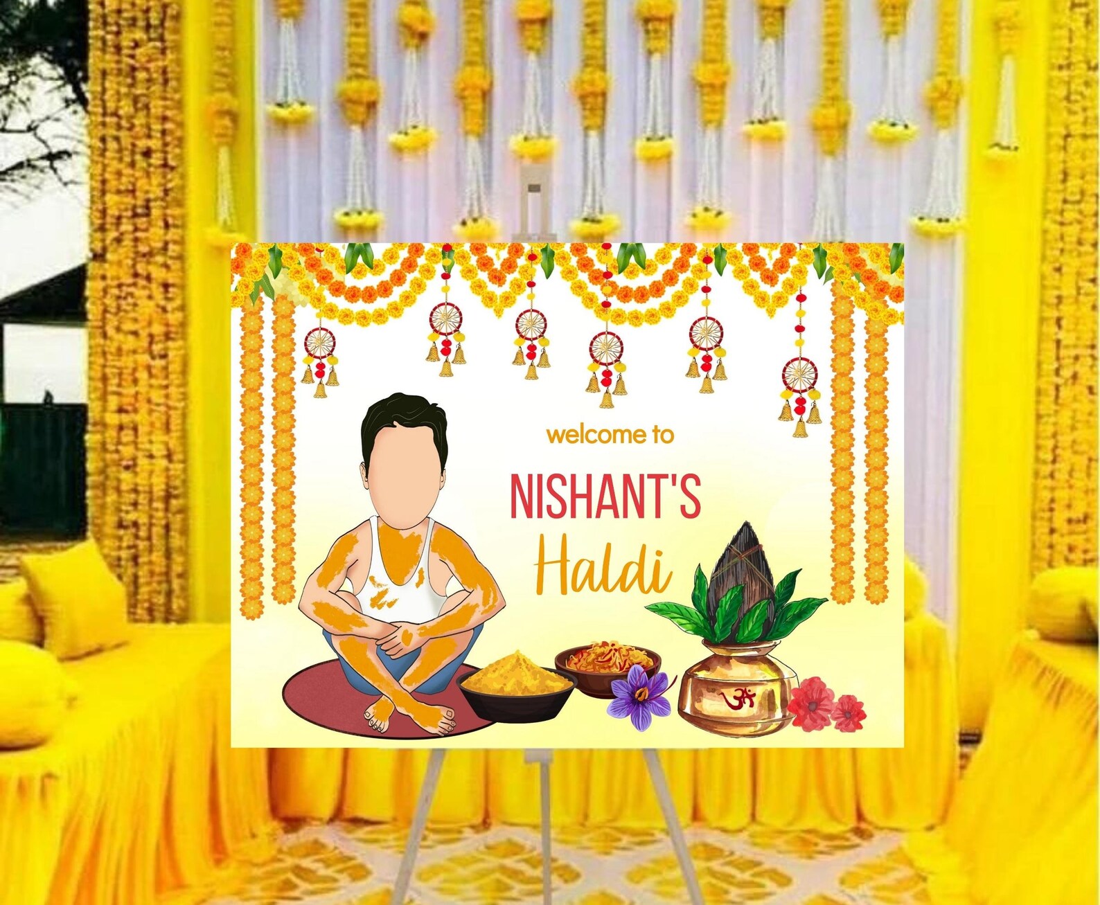 Haldi Posters Boy & Groom Haldi Signs Welcome to Haldi Signs - Etsy