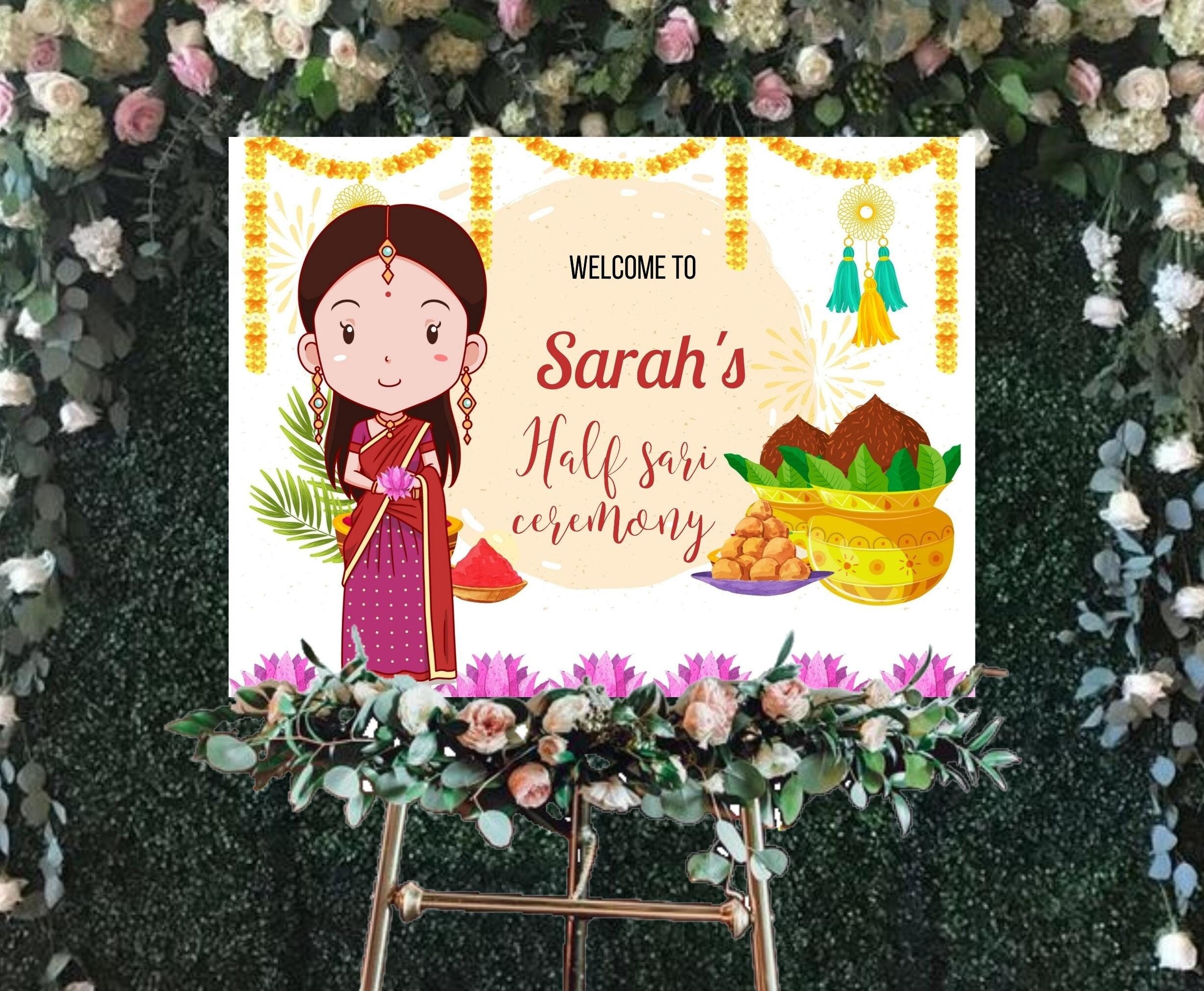 Half Sari Ceremony Sign as Half Sari Signs, Half Saree Signs & Half ...