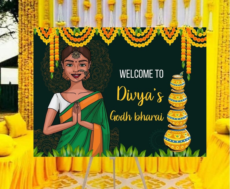 Godh Bharai Welcome Signs, Seemantham Decor & Indian Baby Shower ... Godh Bharai Welcome Signs, Seemantham Decor & Indian Baby Shower ...