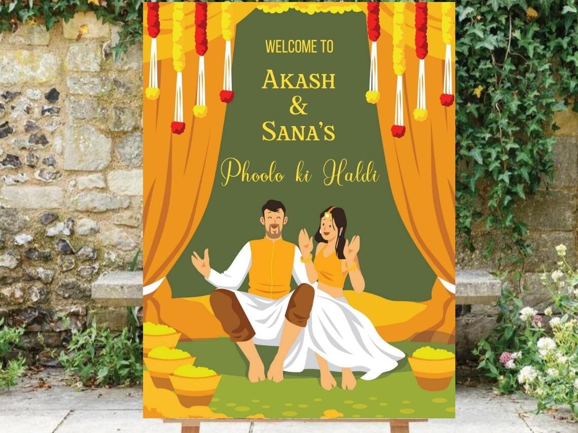 Haldi Signs & Haldi Welcome Sign, Haldi Decoration as Indian Wedding ...