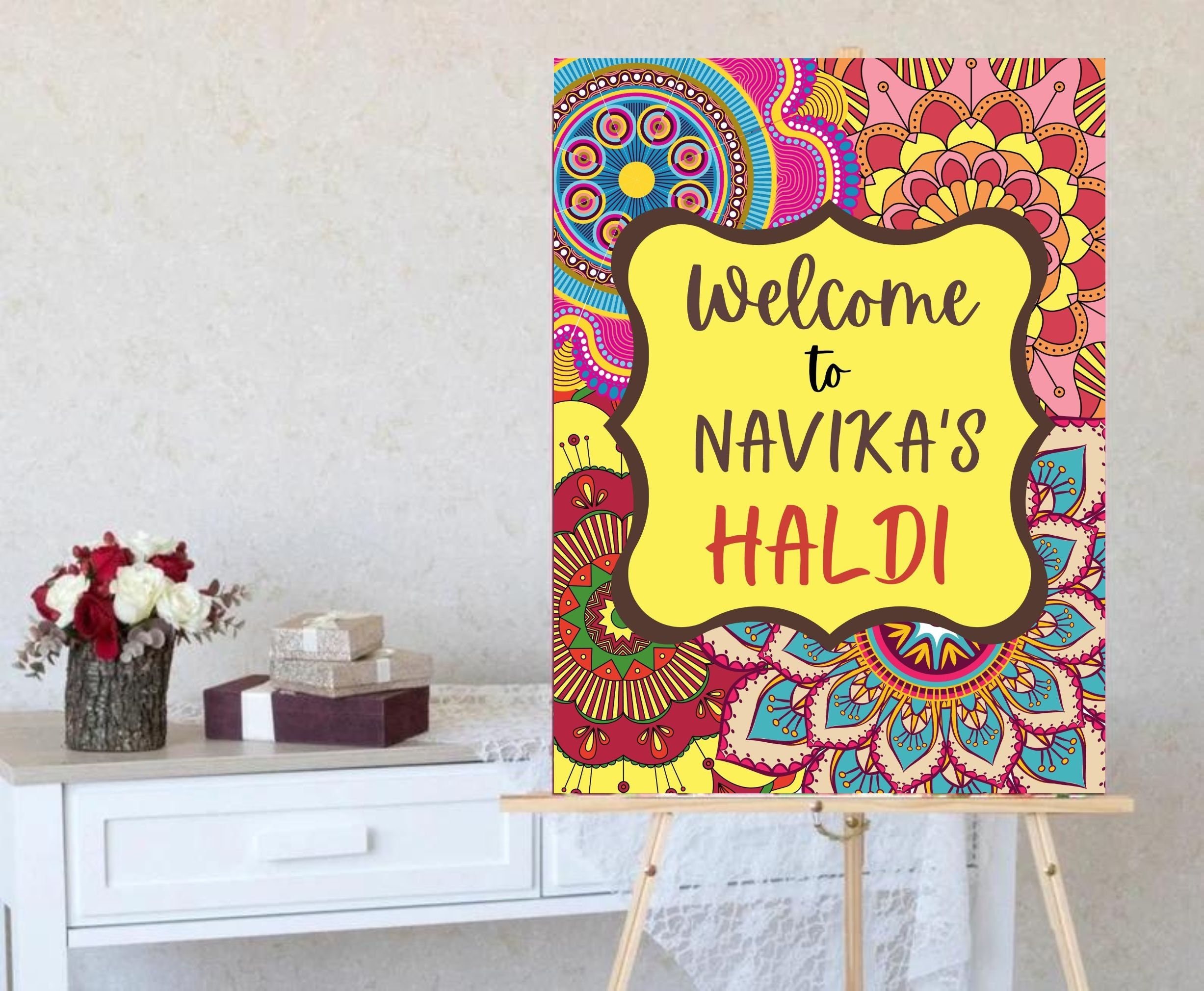 Indian Haldi Decor Entry Sign Board Haldi Ceremony Welcome - Etsy