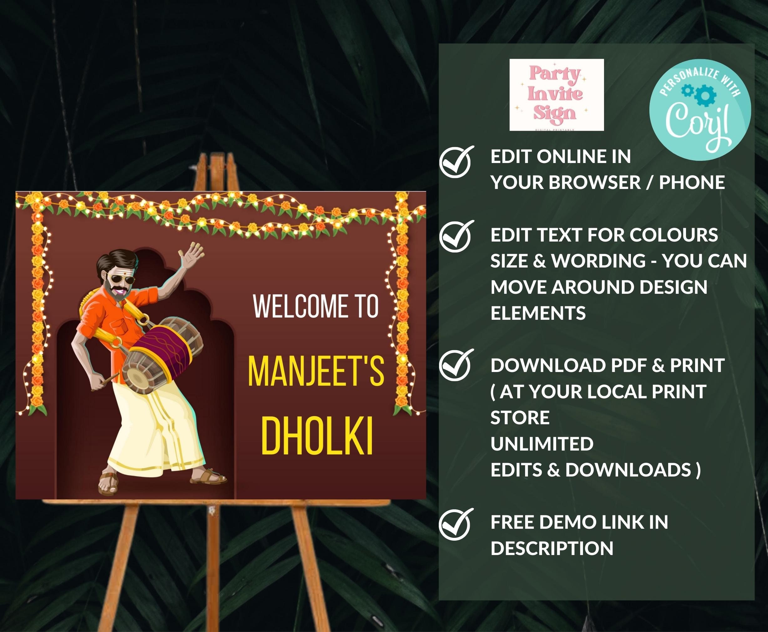 Dholak Welcome Signs as Dholki Welcome Signs Dholak Night - Etsy