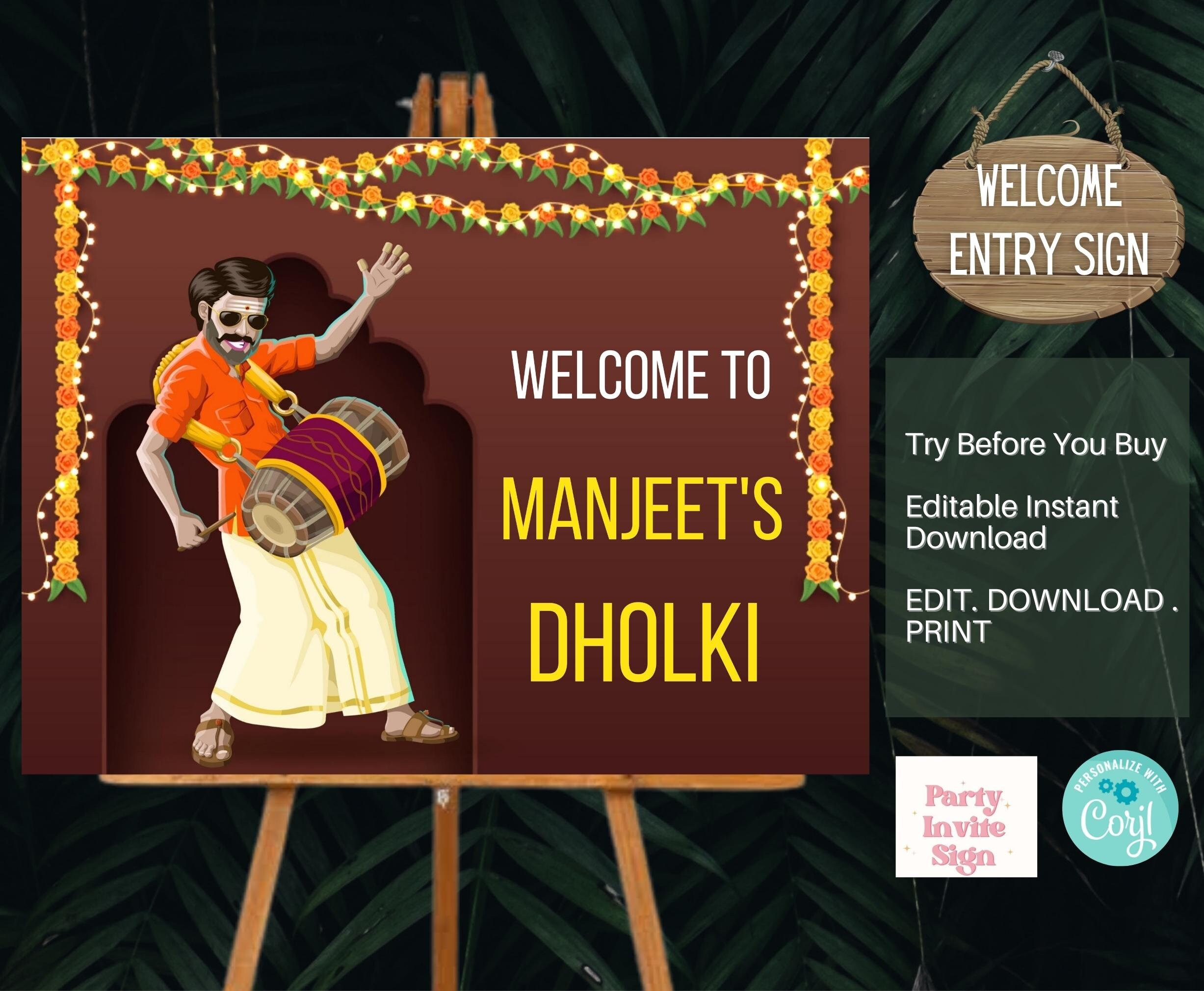 Dholak Welcome Signs as Dholki Welcome Signs Dholak Night - Etsy