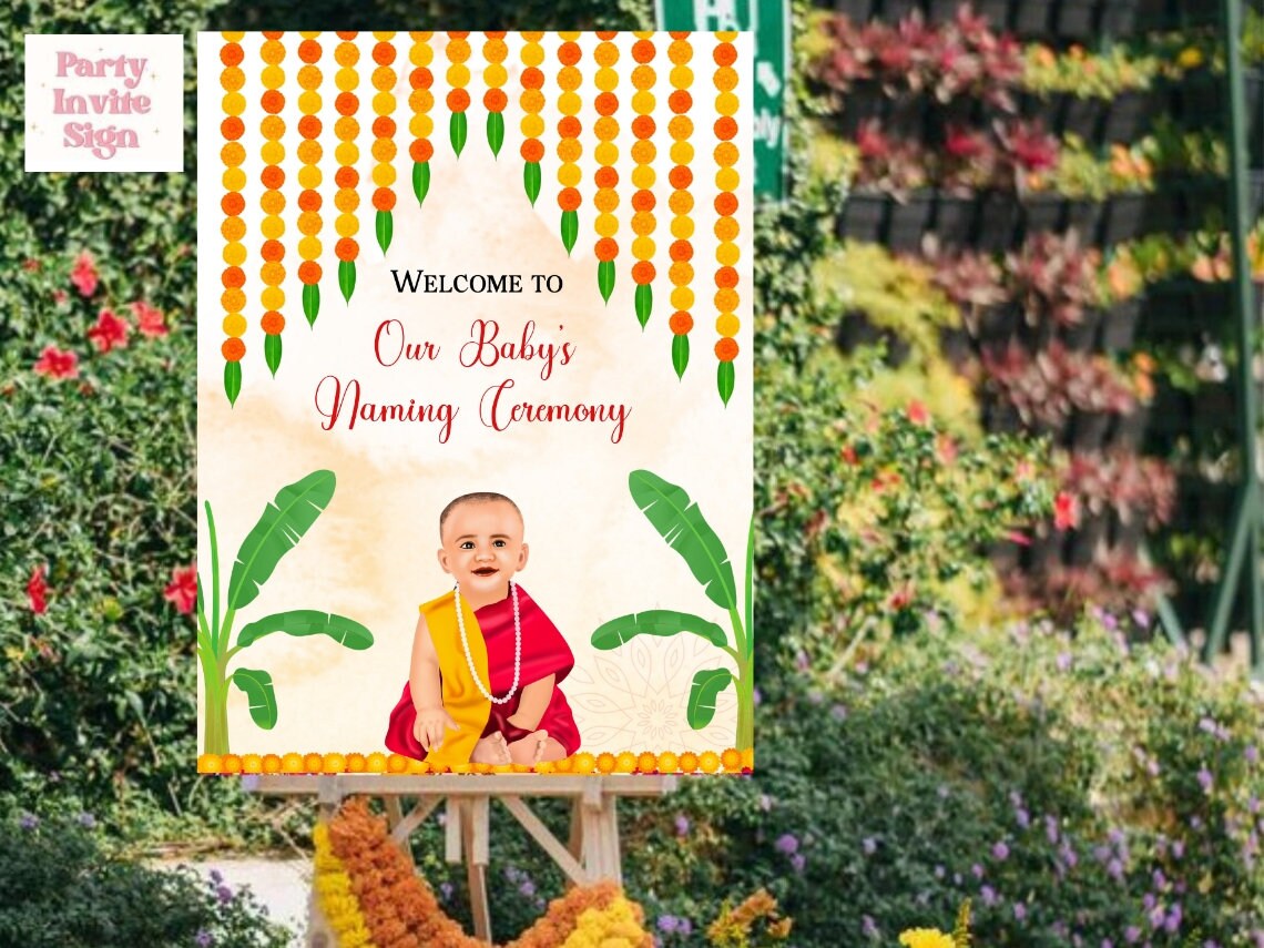 Indian Baby Naming Sign Cradle Ceremony Welcome Sign, Naamkaran Sanskar ...
