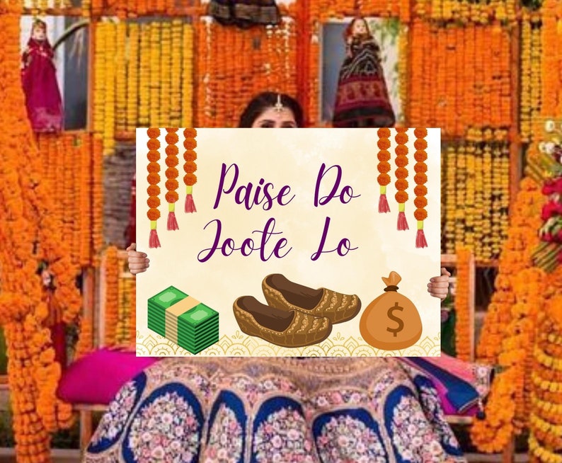Fun Desi Wedding Signs Joote Do Paise Lo Sign Desi Wedding - Etsy