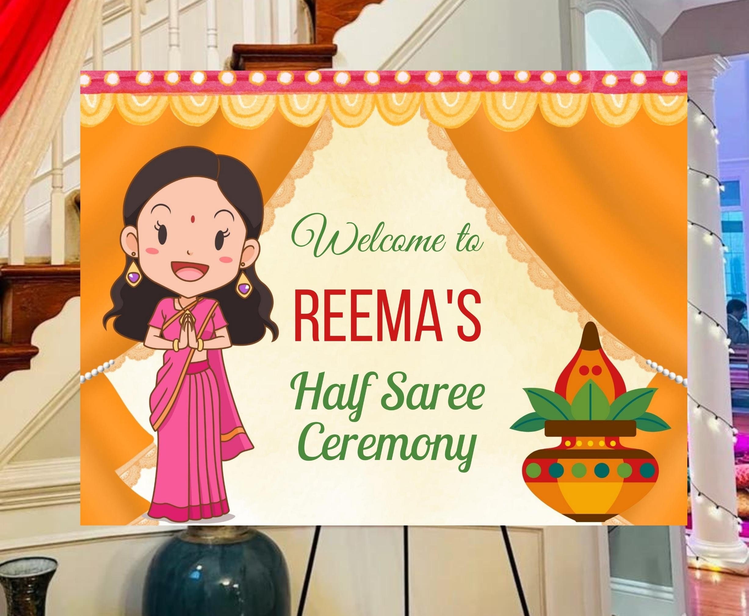 Half Saree Function Sign Half Saree Ceremony Welcome Sign South Indian ...