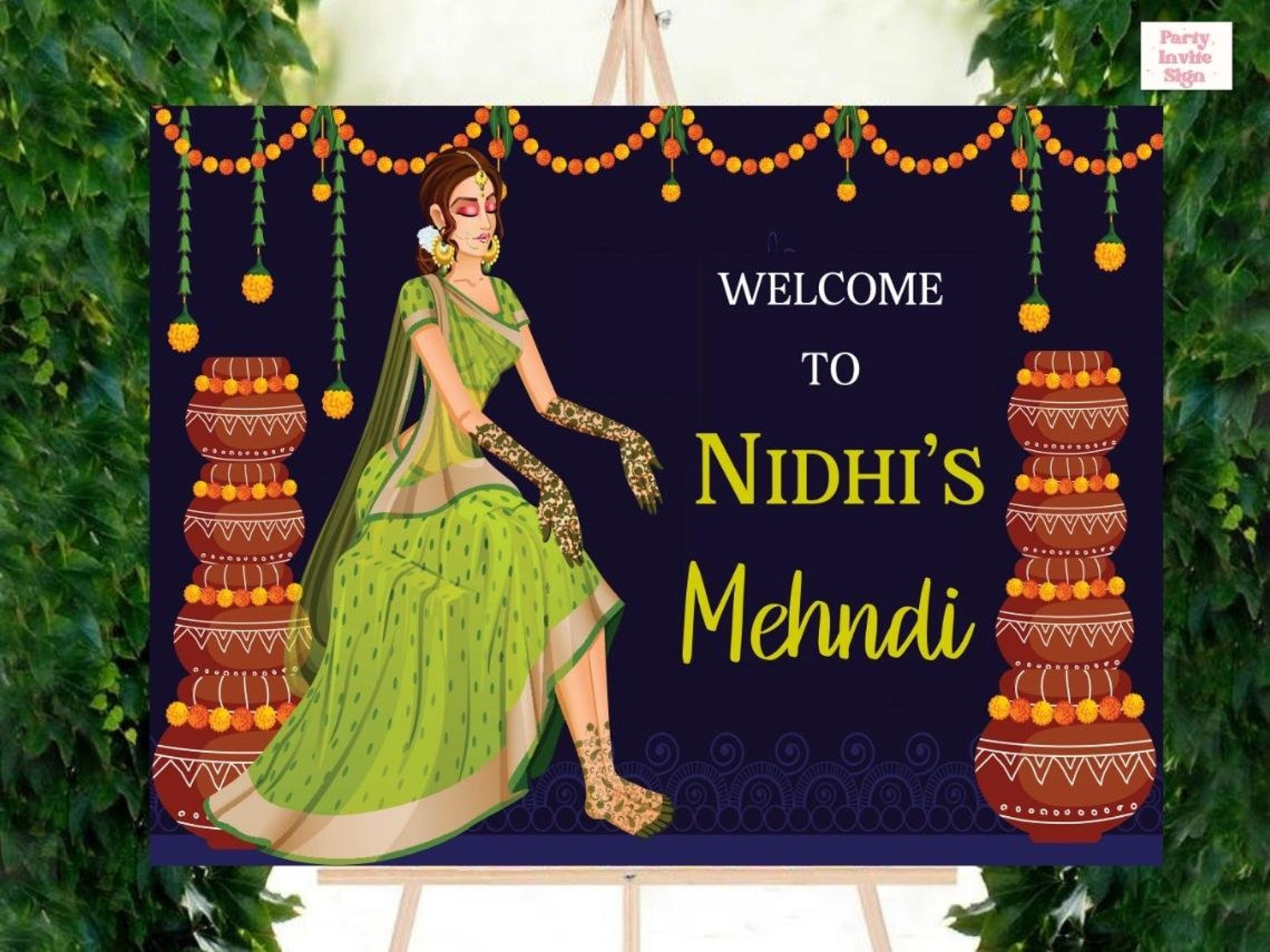 Mehendi Welcome Signs as Indian Wedding Welcome Sign Henna, Mehndi ...