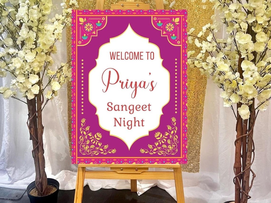 Indian Sangeet Welcome Sign & Sangeet Decor Sign, Indian Sangeet Signs ...
