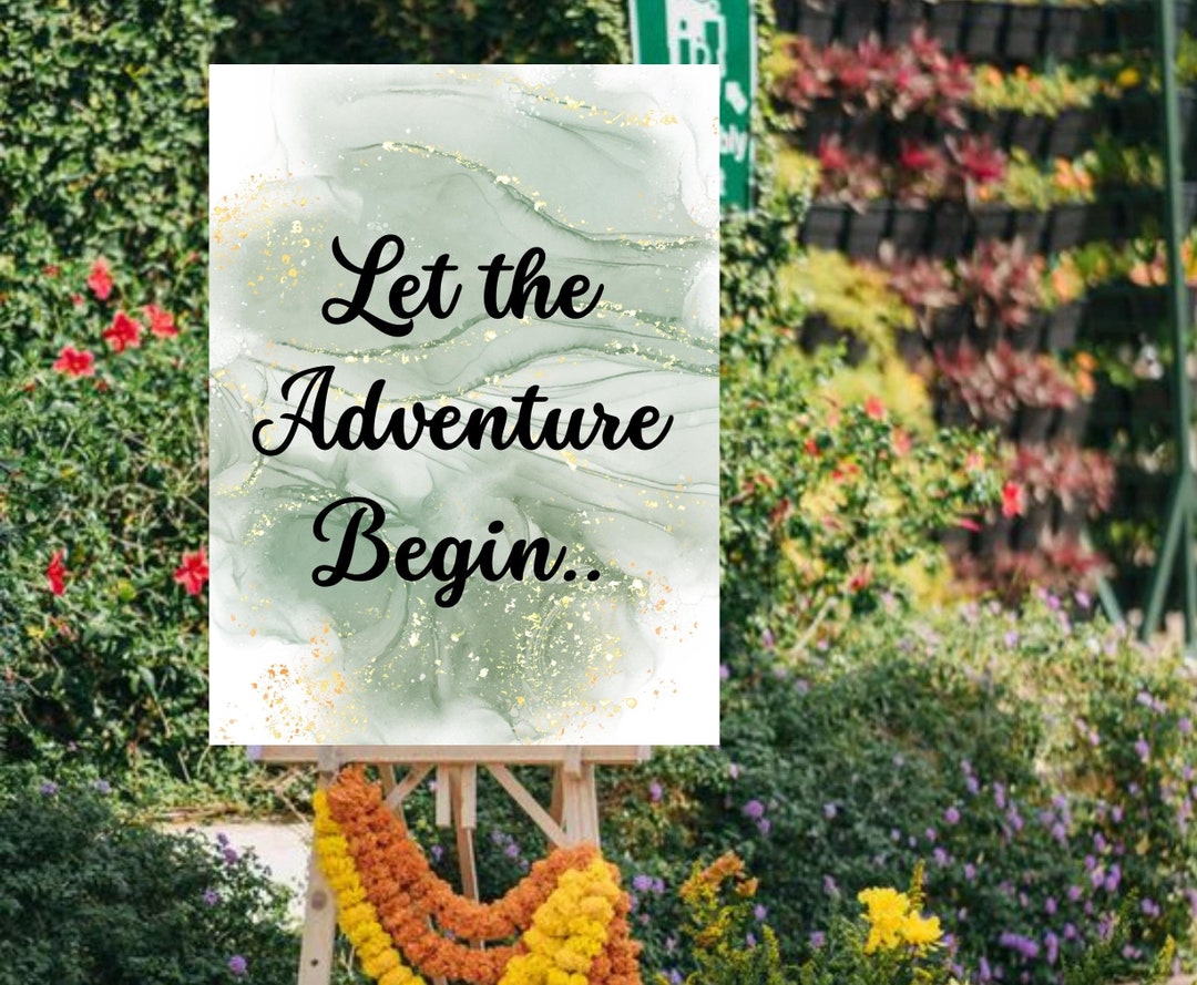 Let the Adventure Begin, Adventure Begins Wedding Welcome Sign Rustic ...