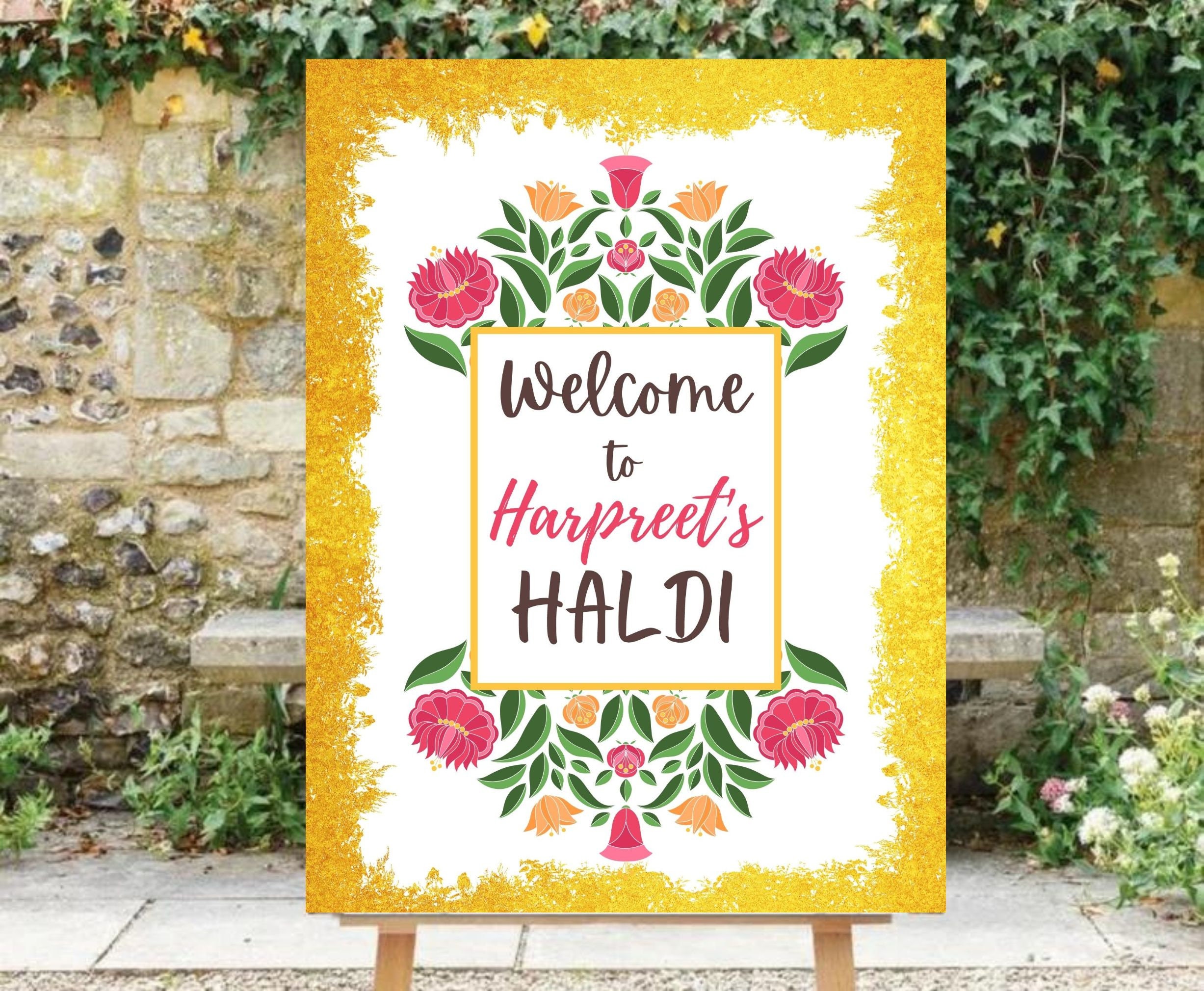 Buy Haldi Sign Haldi Welcome Sign Digital Sign Mehndi Sign Gaye Holud ...