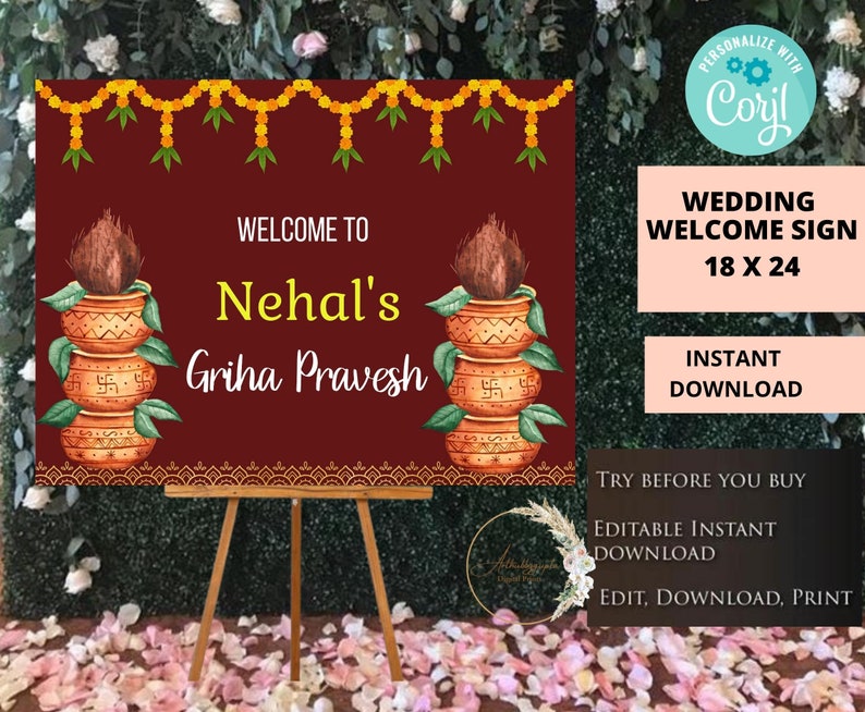 Griha Pravesh Sign & Indian Housewarming Signindian Home - Etsy