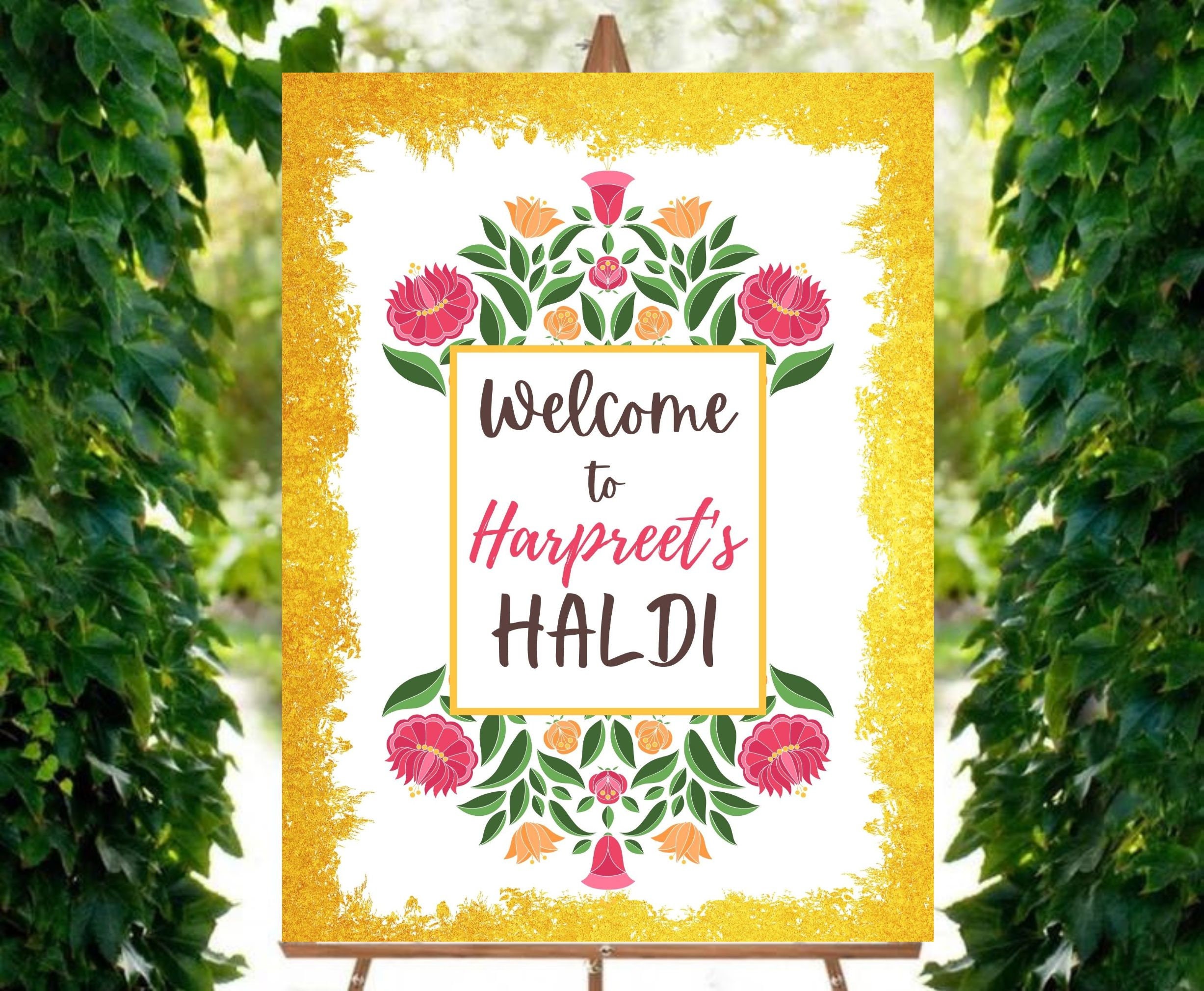 Buy Haldi Sign Haldi Welcome Sign Digital Sign Mehndi Sign Gaye Holud ...