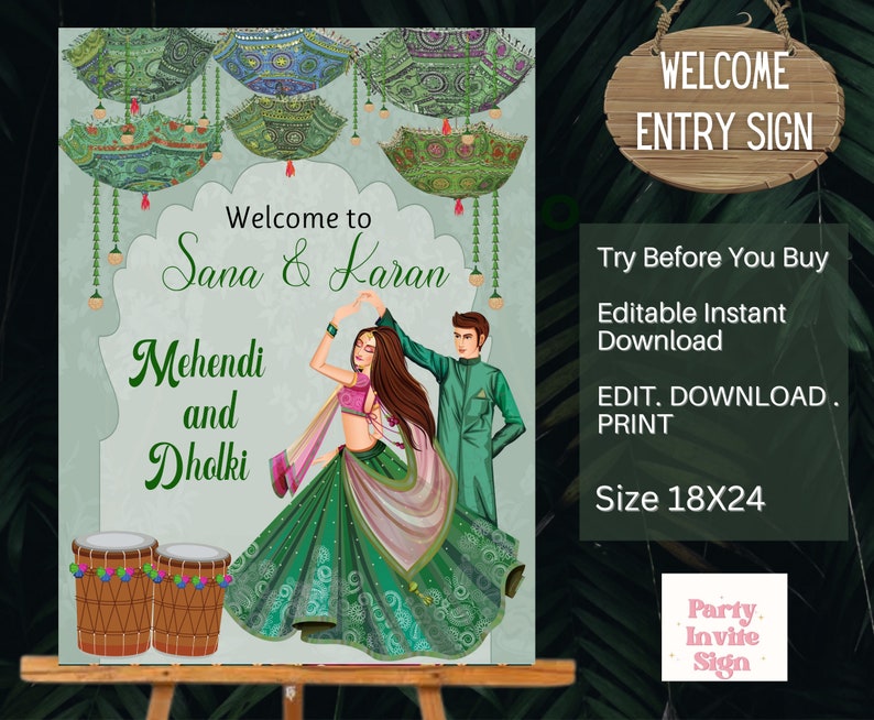 Mehendi Welcome Signs as Indian Wedding Welcome Sign Henna - Etsy
