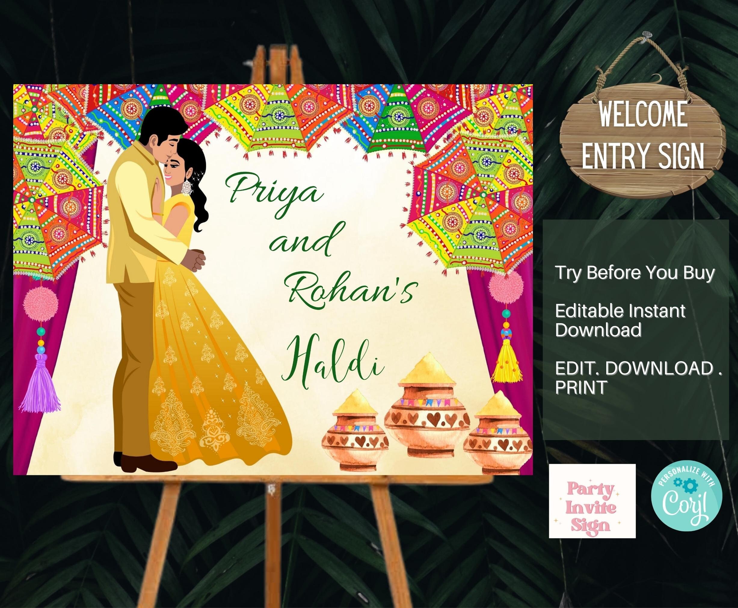 Haldi Mehndi Welcome Sign Mendhi Signages Welcome couple - Etsy