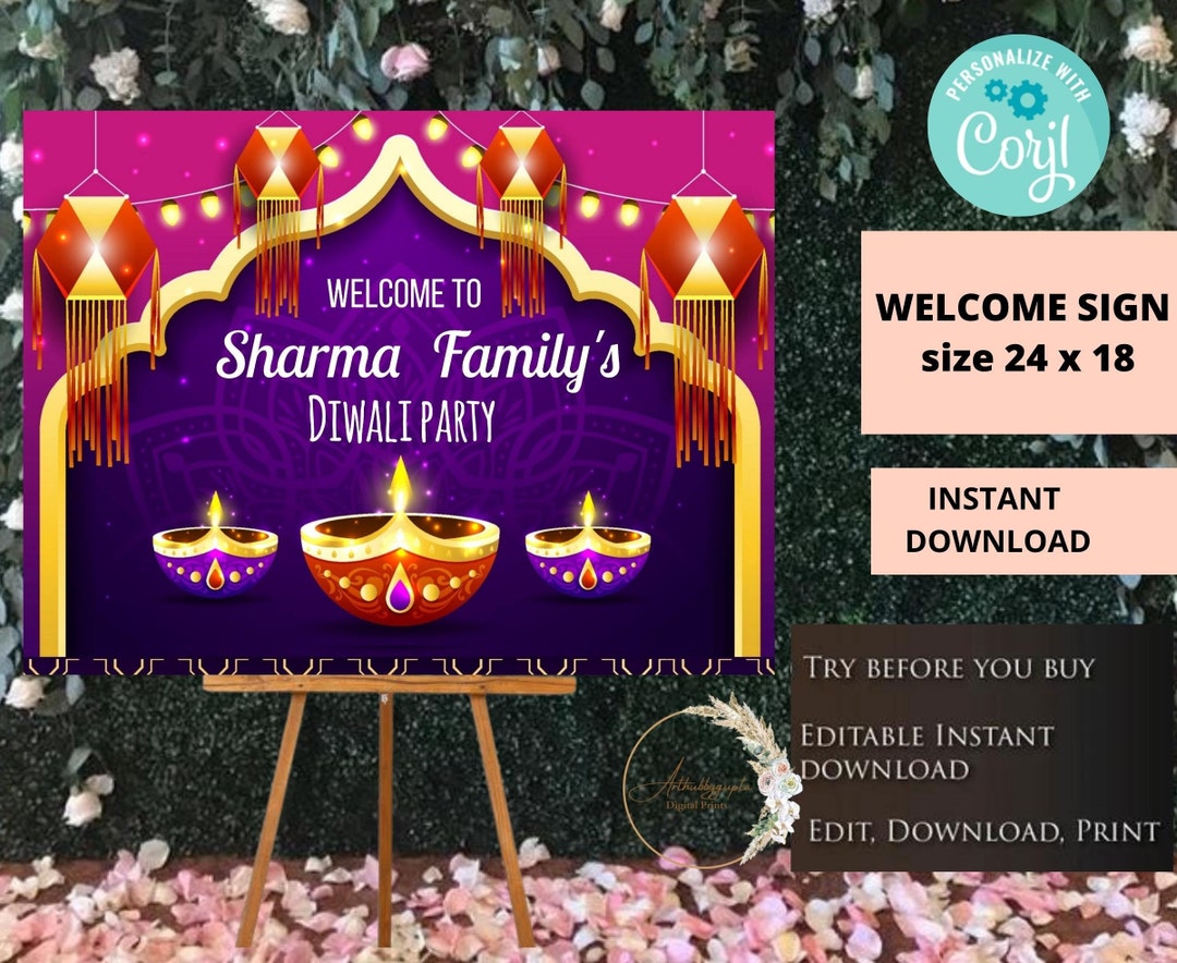 Welcome Diwali Signs & Diwali Party Signs, Diwali Welcome Signs as ...