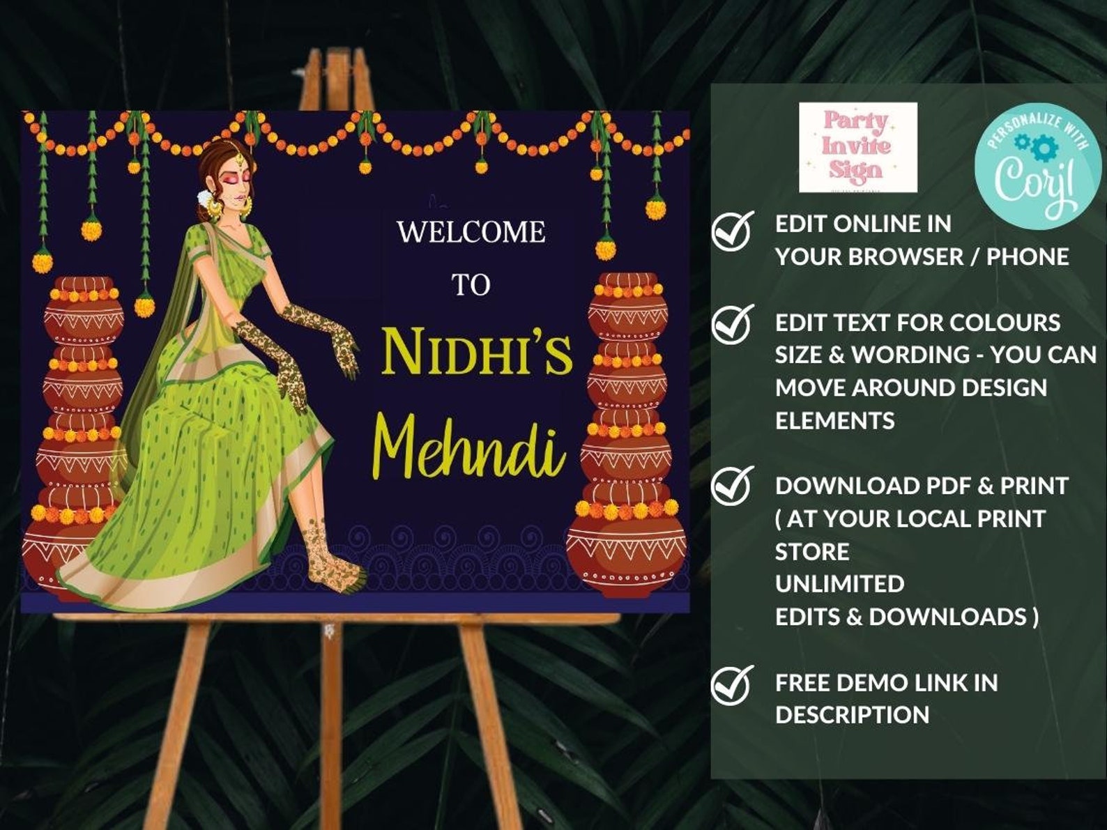 Mehendi Welcome Signs as Indian Wedding Welcome Sign Henna, Mehndi ...