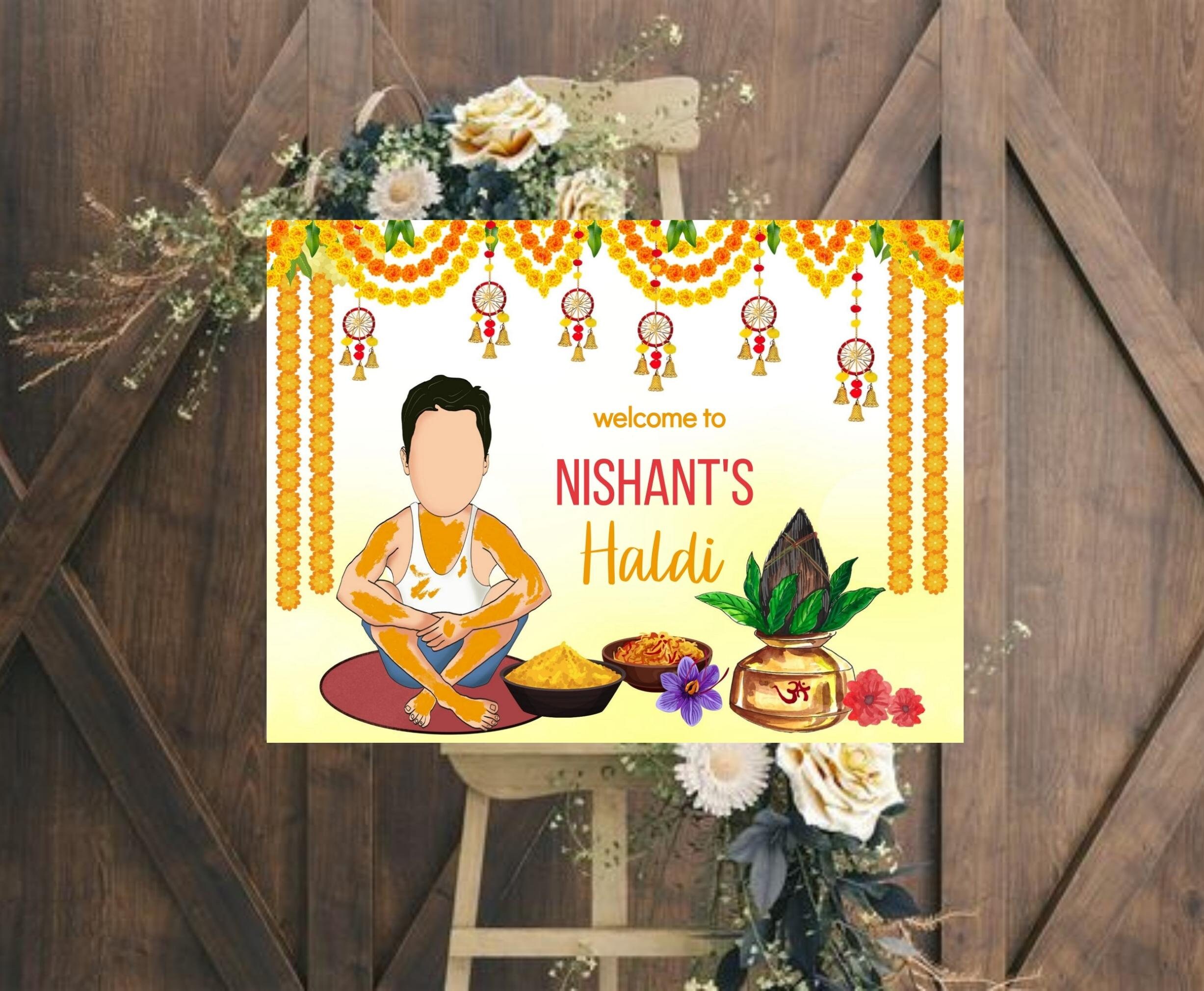 Haldi Posters Boy & Groom Haldi Signs Welcome to Haldi Signs - Etsy