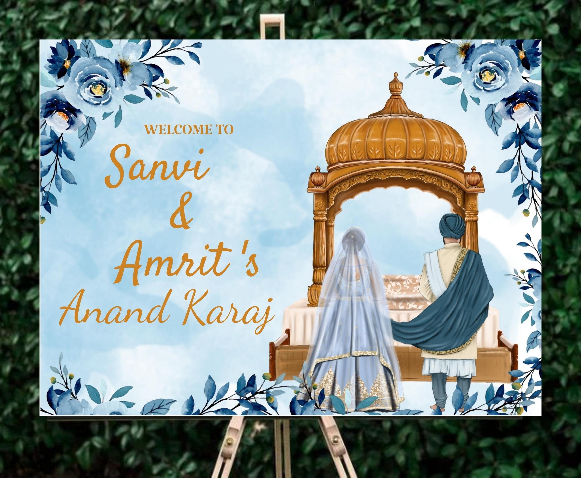 Anand Karaj Welcome Sign Sikh Wedding Punjabi Wedding Wedding Sikh Sign ...