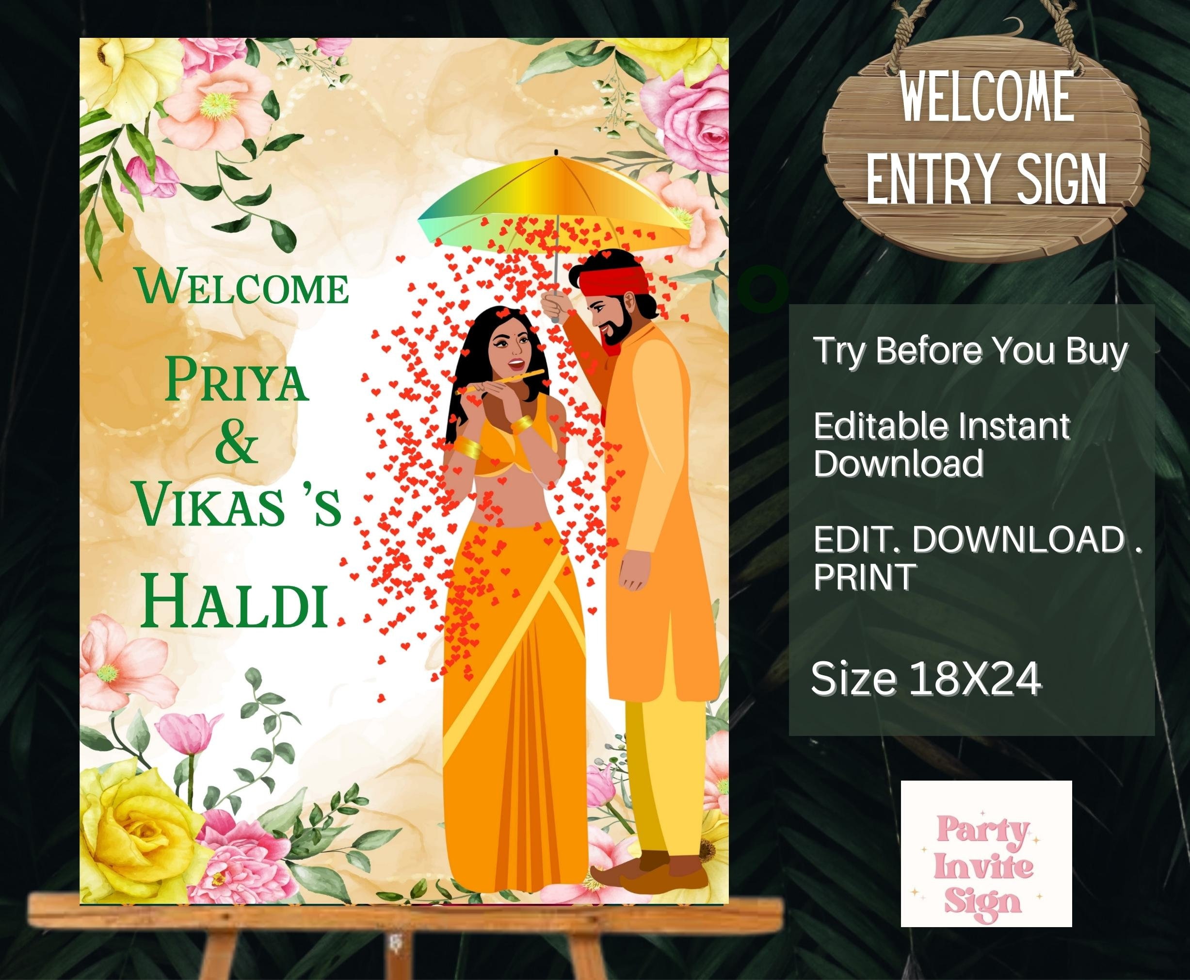 Haldi Signs & Haldi Signs, Pithi Signages as Haldi Welcome Signs ...