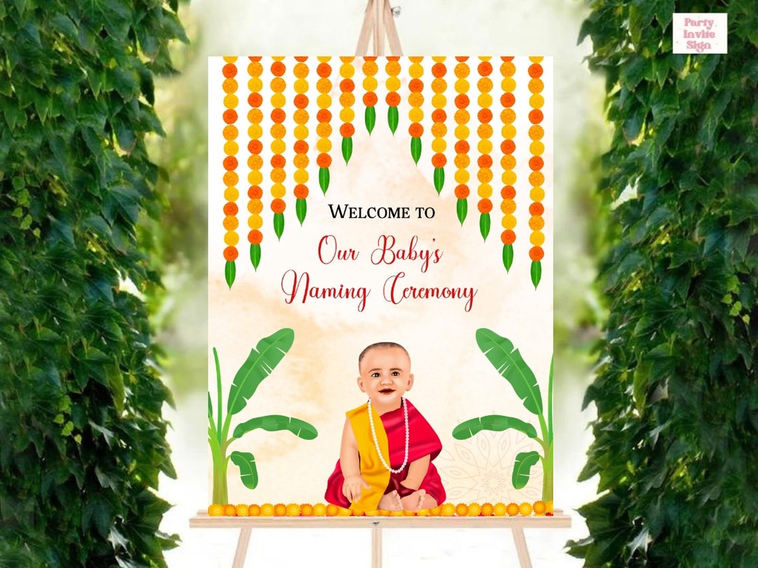 Indian Baby Naming Sign Cradle Ceremony Welcome Sign, Naamkaran Sanskar ...