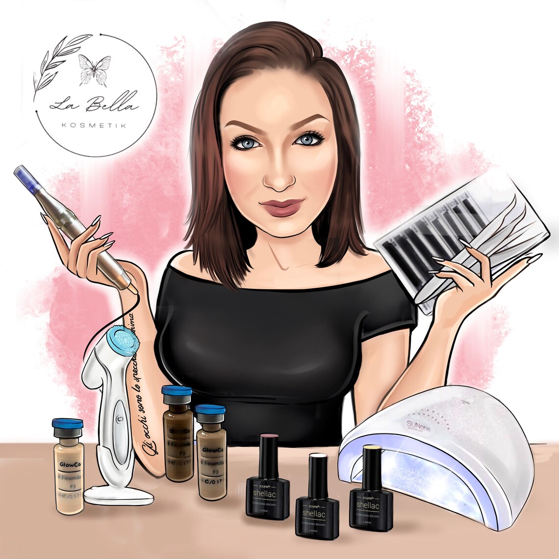 Nail Tech Logo Nail Artist Portrait Boutique Logo | Etsy