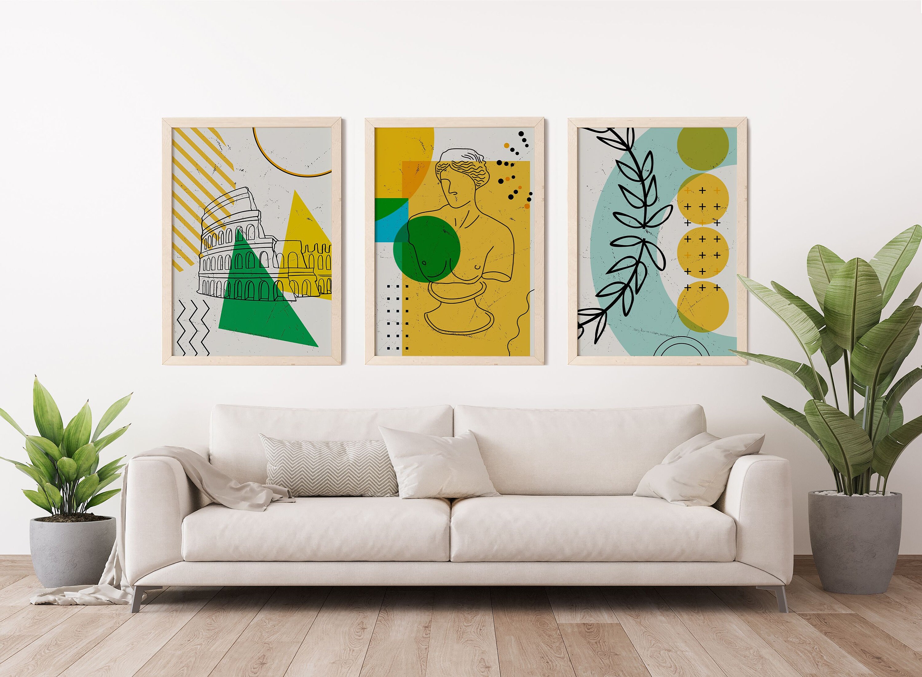 Set of 3 Prints Sculpture Line Art Colosseum Illustration - Etsy