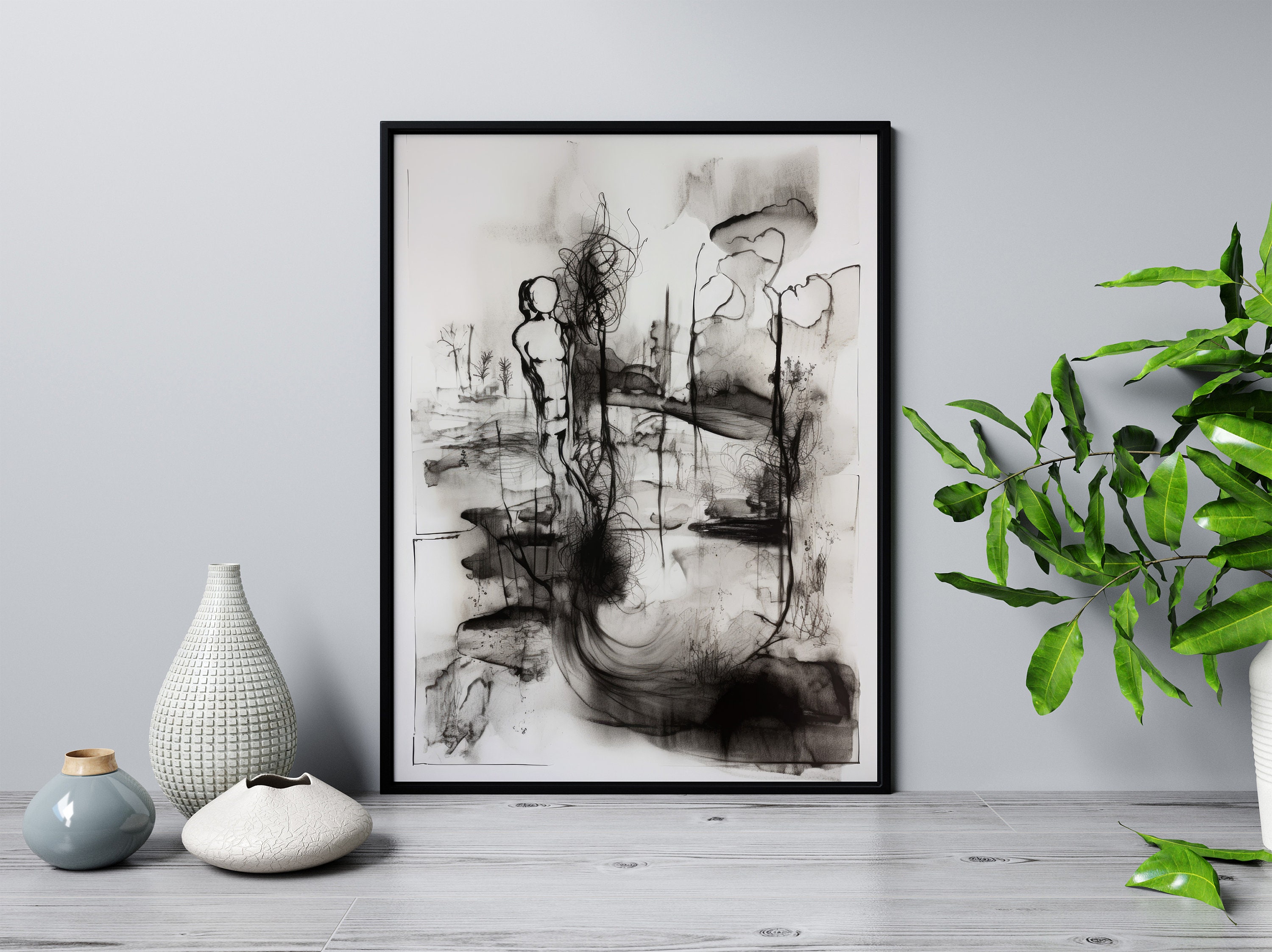 Abstract Ink Drawing | Expressive Figure Painting | Contemporary | Ink ...