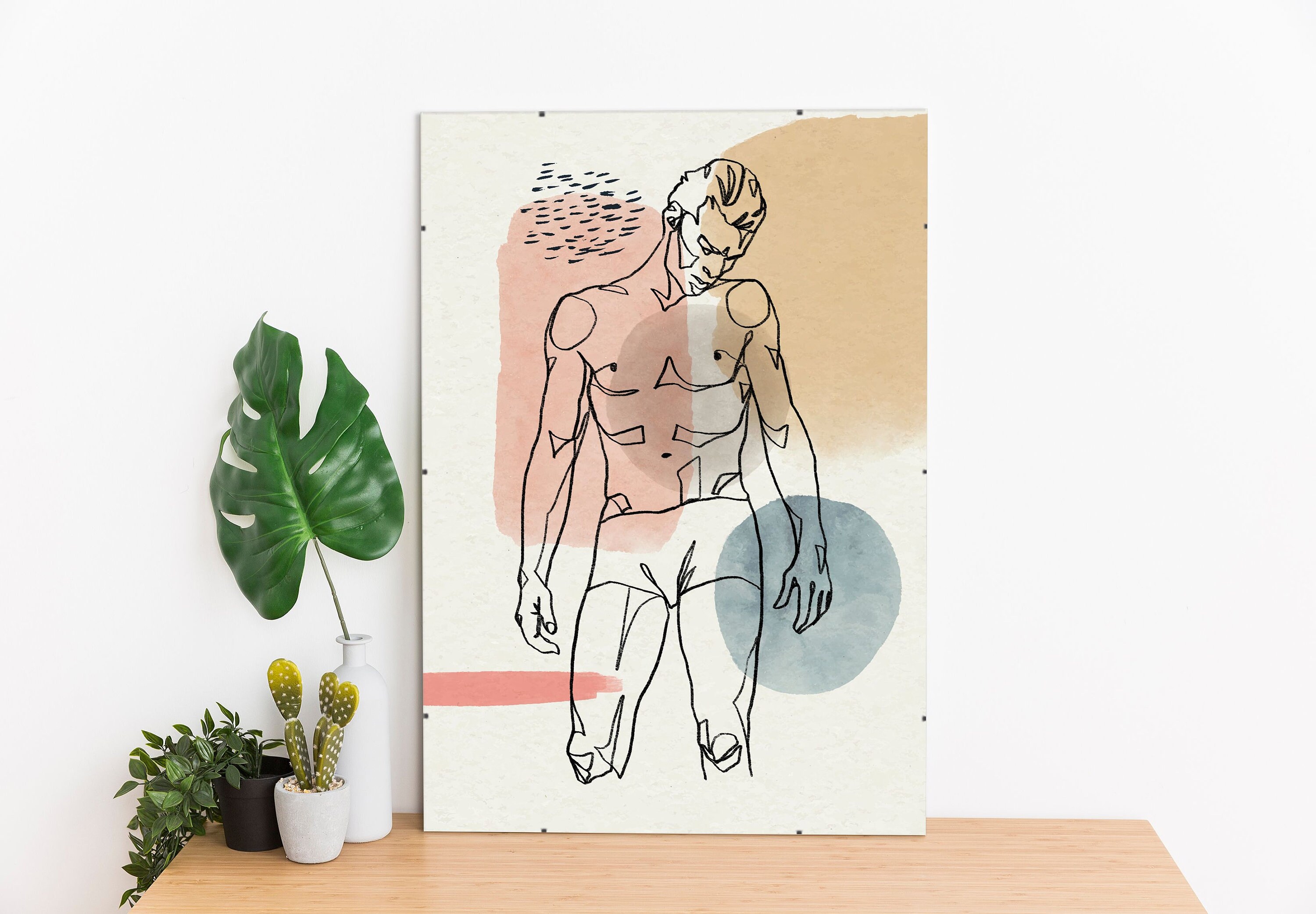 One Line Art Print Man Line Art Abstract Man Outline Home - Etsy