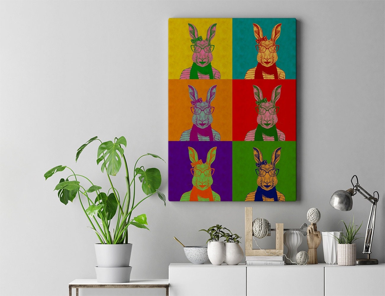 Andy Warhol Style, POP ART, Coloured Female Rabbit, Hipster Animal ...