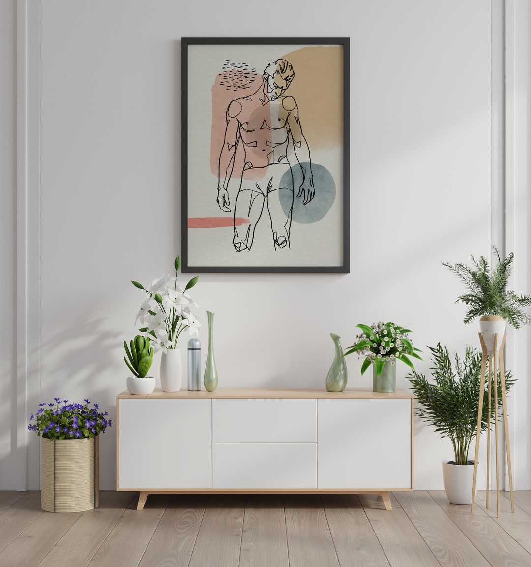 One Line Art Print, Man Line Art, Abstract Man Outline, Home Decor ...
