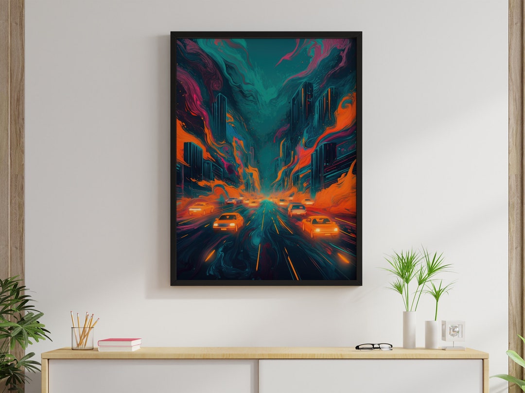 Cars Driving Through a City | Digital Art | Futuristic Style Artwork ...