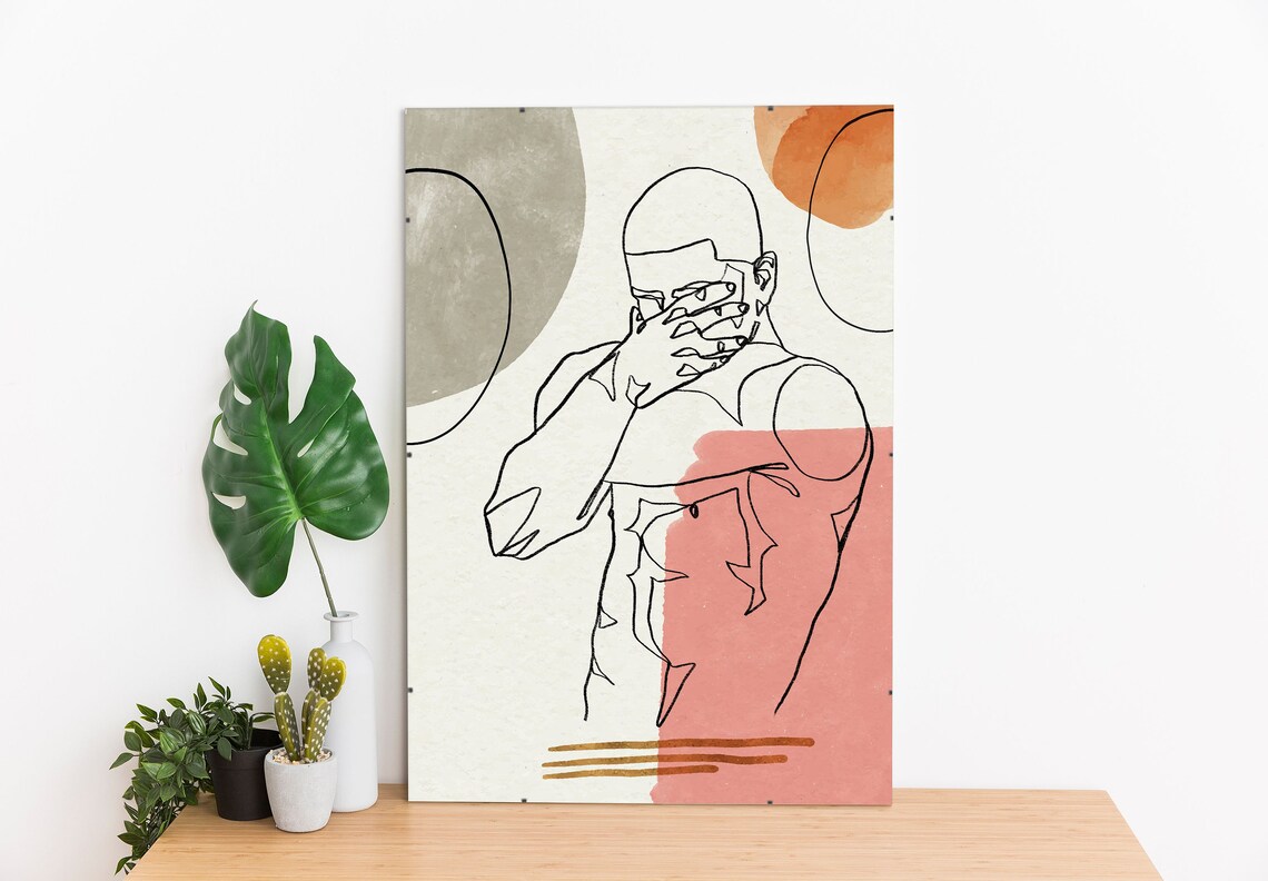 Continuous Line Art Male Figure Drawing Man Line Art Male - Etsy