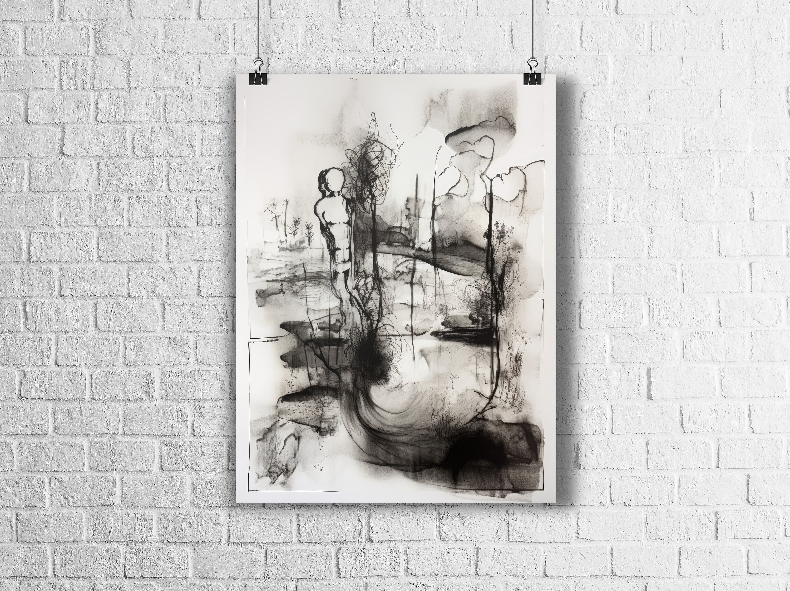 Abstract Ink Drawing Expressive Figure Painting - Etsy