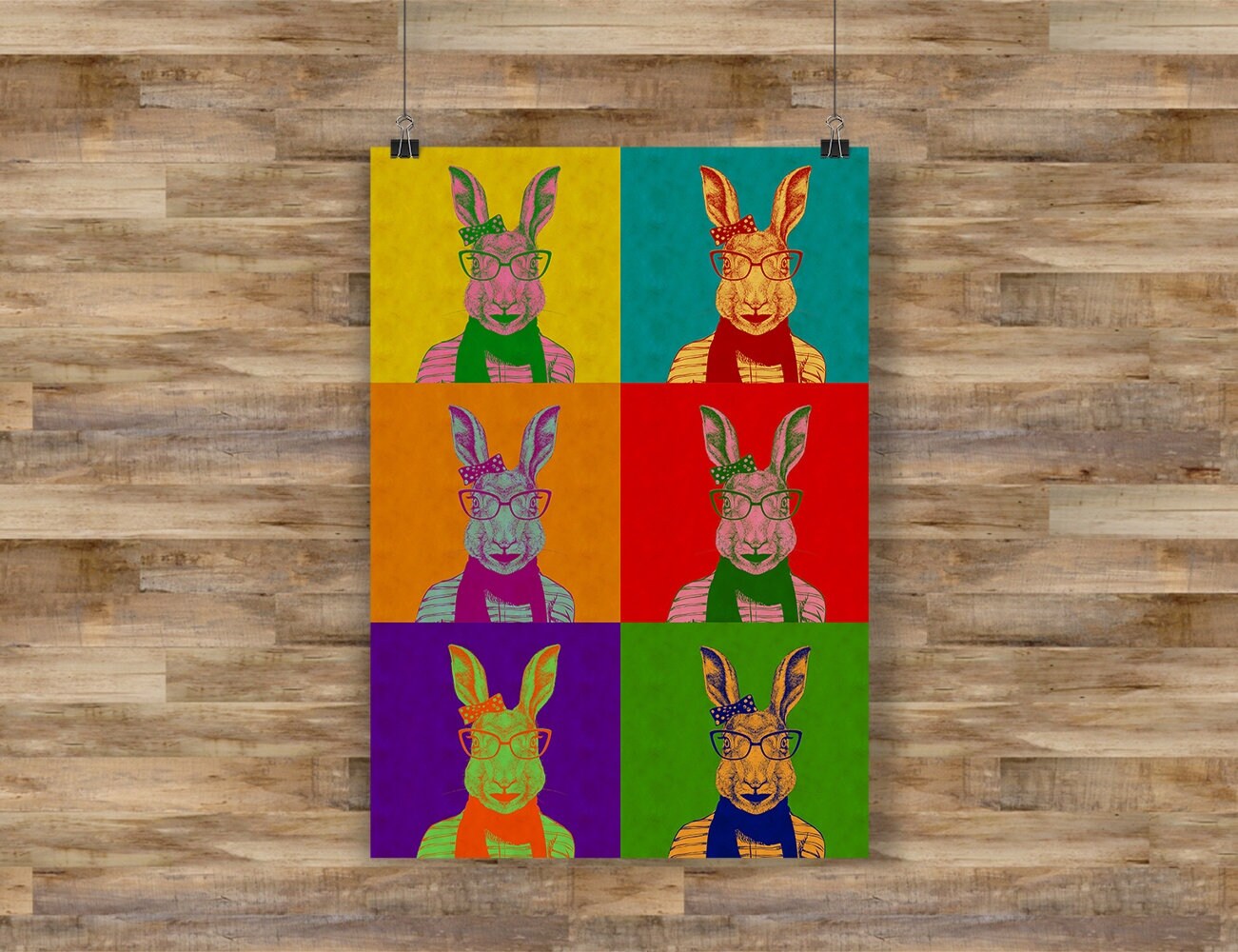 Andy Warhol Style, POP ART, Coloured Female Rabbit, Hipster Animal ...