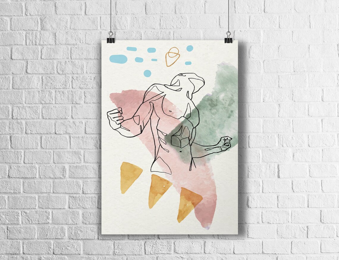 Bodybuilder Art Print Abstract Man Body Line Art Muscular - Etsy