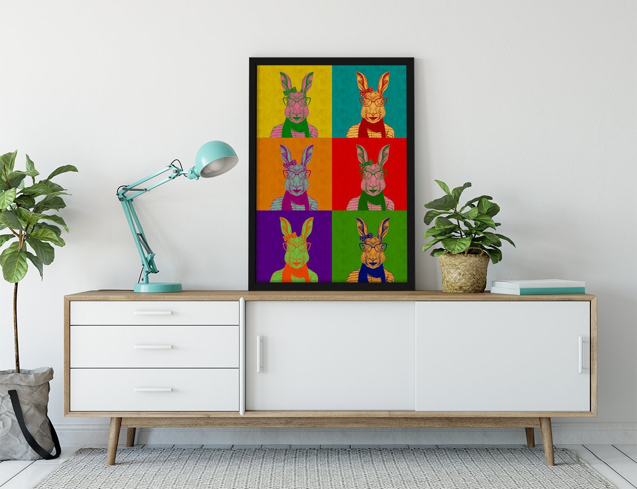 Andy Warhol Style, POP ART, Coloured Female Rabbit, Hipster Animal ...