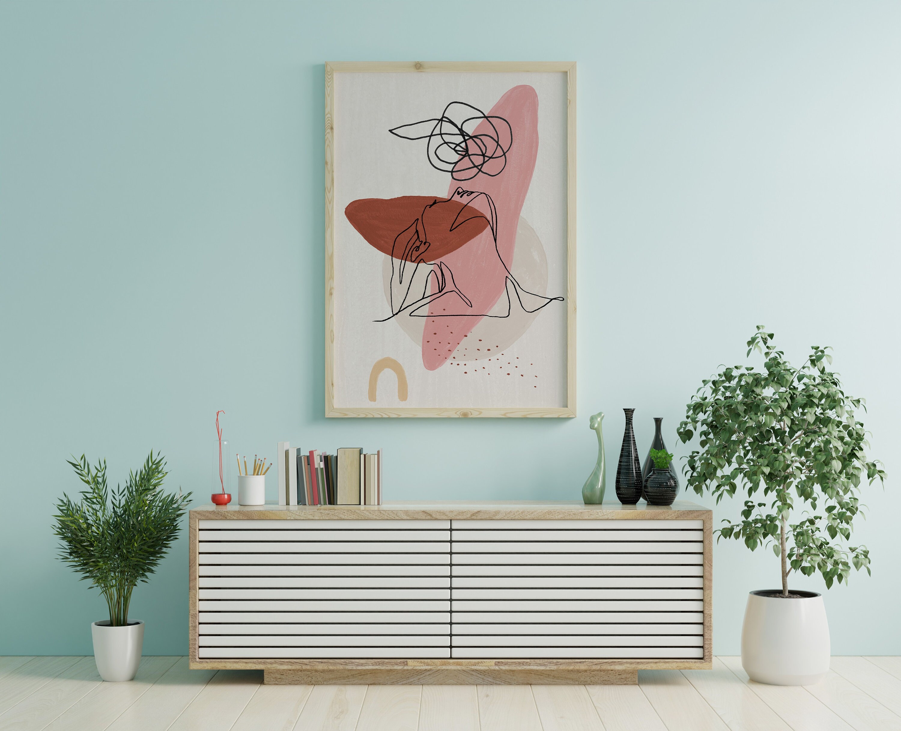 Woman Looking Up, Line Art, Line Drawing, One Line, Female, Minimalist ...